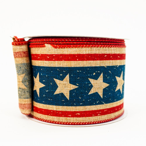 RIBBON 2.5X10YDS VERTICAL STARS AND STRIPES | Craftex