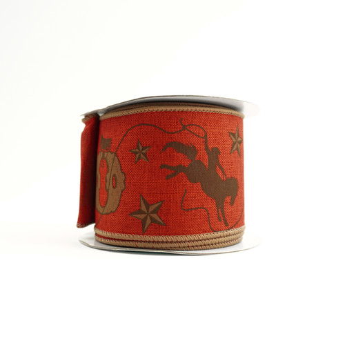 RIBBON 2.5X10YDS RED WITH RODEO | Craftex