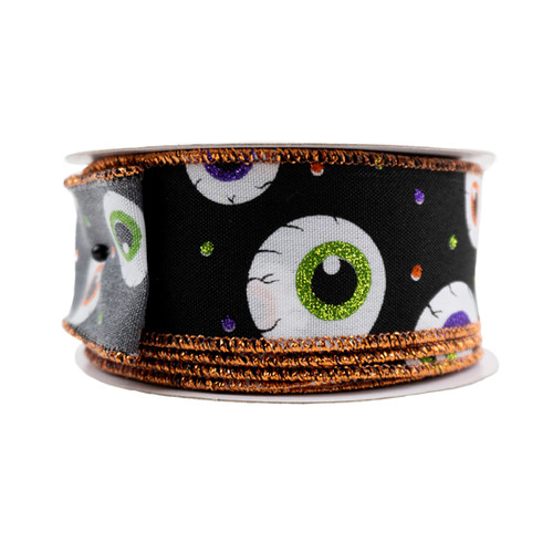 RIBBON 1.5X10YDS EYEBALLS BLACK | Craftex