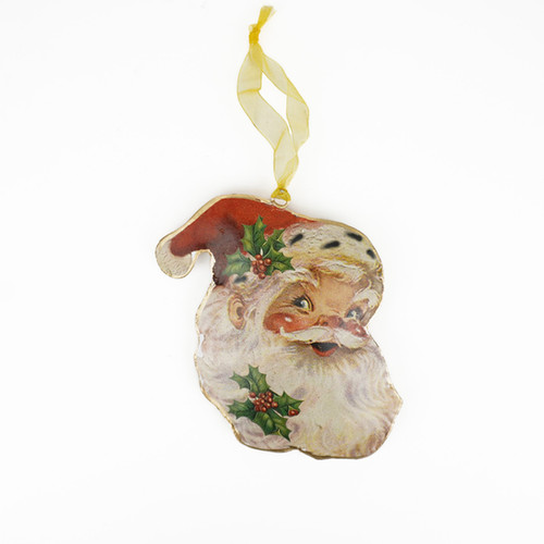 SANTA FACE METAL 7IN ORAMENT | Craftex