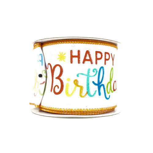RIBBON SCRIPT HAPPY BIRTHDAY WITH WHITE (2 SIZES) | Craftex