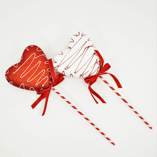 HEART PICK WITH BOW 16IN WH | Craftex