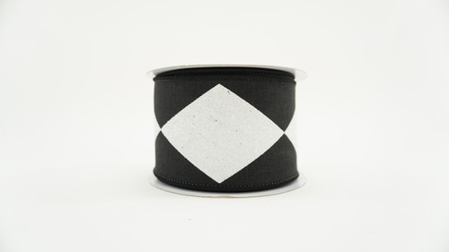 RIBBON BOLD HARLEQUIN 2.5X10YDS BLACK AND WHITE | Craftex