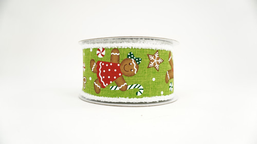 FUZZY EDGE GINGERBREAD MAN & WOMAN 2.5X10 WHITE,GREEN | Craftex
