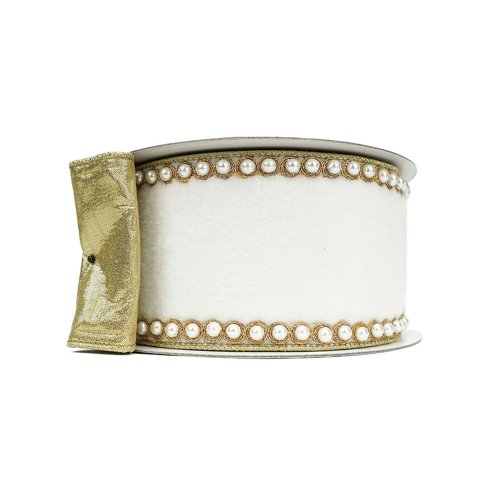 RIBBON PEARL BORDER IVORY (2 SIZES) | Craftex