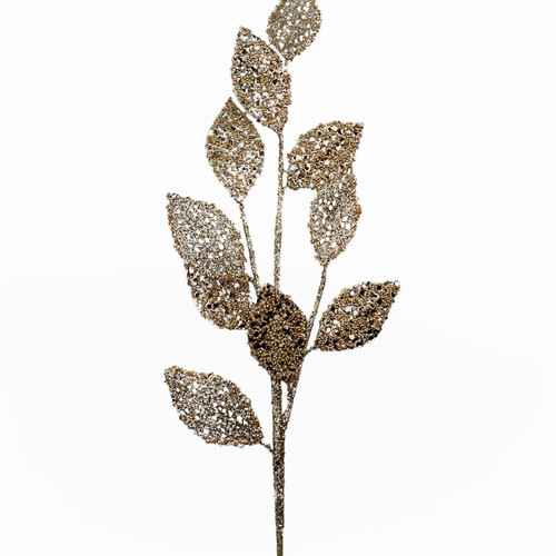 LEAF SPRAY 29.5" SEQUIN GLITTER CHAMPAGNE | Craftex