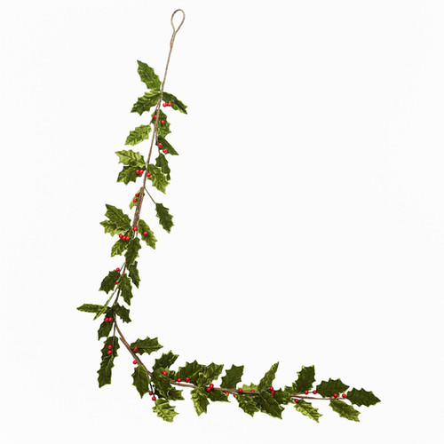 GARLAND VELVET HOLLY 6FT WITH RED BERRIES | Craftex