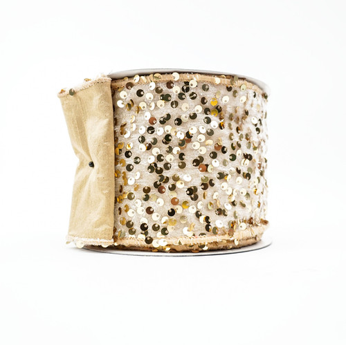 RIBBON VELVET SEQUIN 4X10YDS GOLD | Craftex