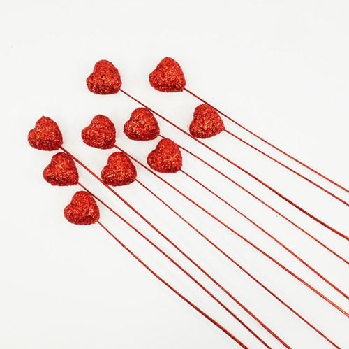 HEART PICKS 38MM 10PCS RED | Craftex