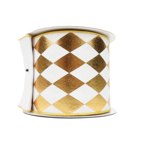 RIBBON 4X10YDS JESTER DIAMONDS GOLD | Craftex