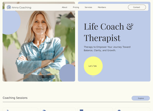 Therapy Life Coach - Wix Website Template | Emilia.Co