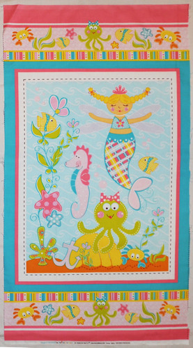 Panel - 24" x 44" Pink Mermaid Panel | Quilted Glo