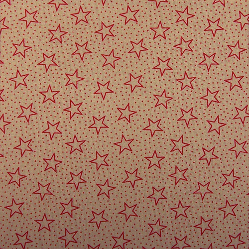 108" Red Outlined Stars with Dots on Antique Tan | Quilted Glo