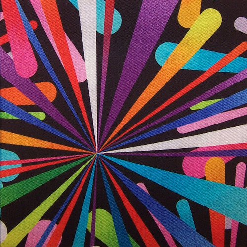 108" Smashing Atoms Black with Multi-color | Quilted Glo