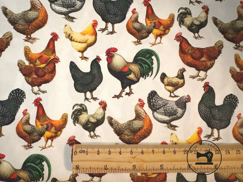 Nutex Farmyard Print Cotton Fabric Chickens 81910-103 | Miss Lavenders