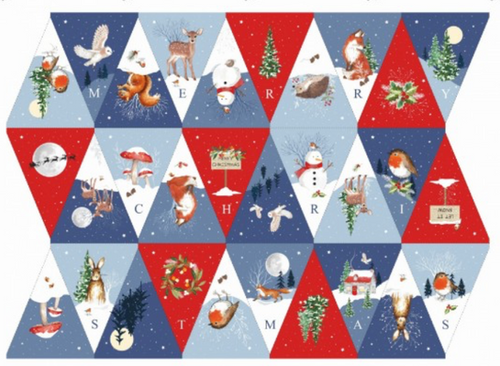 Christmas Eve Bunting Fabric Panel by Nutex - Cotton Bunting Panel Xmas ...