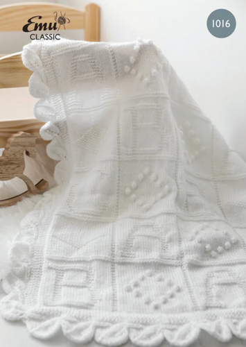 1016 - EMU Knitting Pattern - Baby Alphabet Cot Blanket - Double Knit ...