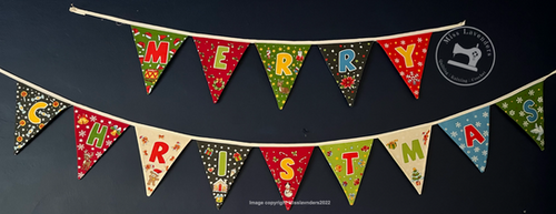 Merry Christmas Bunting Panel by Nutex - Cotton 80180 | Miss Lavenders