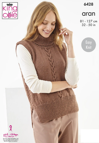 6428 King Cole Adults Tank Tops, Slipover Knitting Pattern Aran | Miss ...