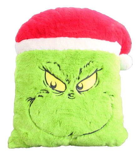 Dr. Seuss The Grinch Smile Cushion with Santa Hat | TG Christmas