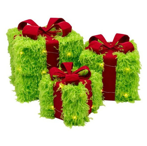 You're A Mean One - Set of 3 Fluffy Light-Up Christmas Gift Boxes | TG ...