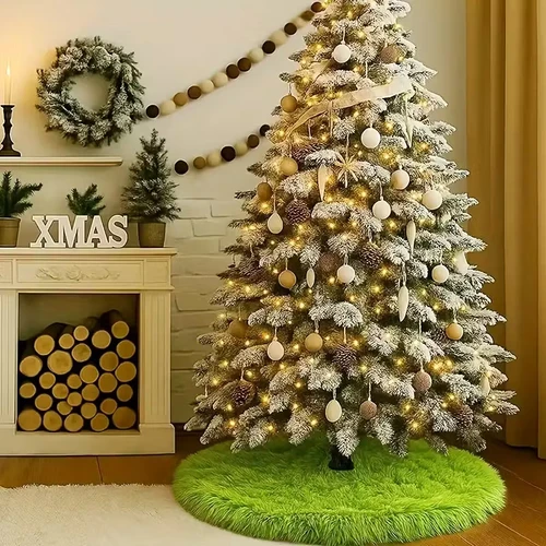 Green faux Christmas Tree Skirt | TG Christmas