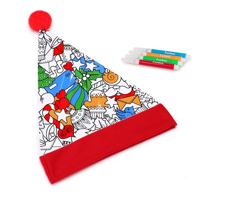 Colour-In Christmas Santa Hat | TG Christmas
