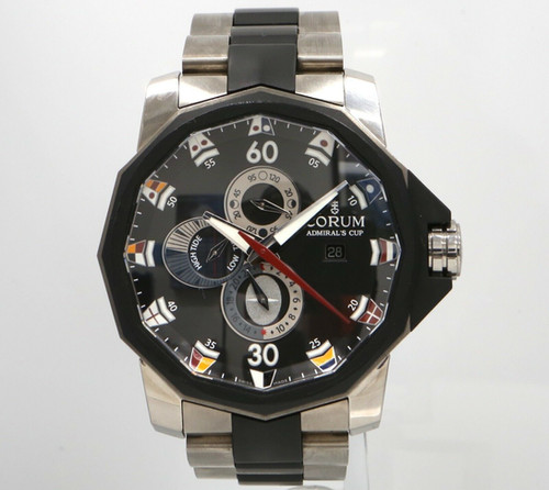 CORUM Admiral's Cup Tides 48 Titanium Rubber Swiss Automatic Mens Watch ...
