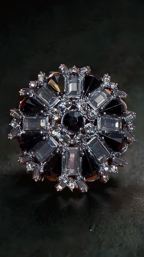 Vintage Black & Clear Rhinestone Burst Pin Brooch 2” diameter | Coastal ...