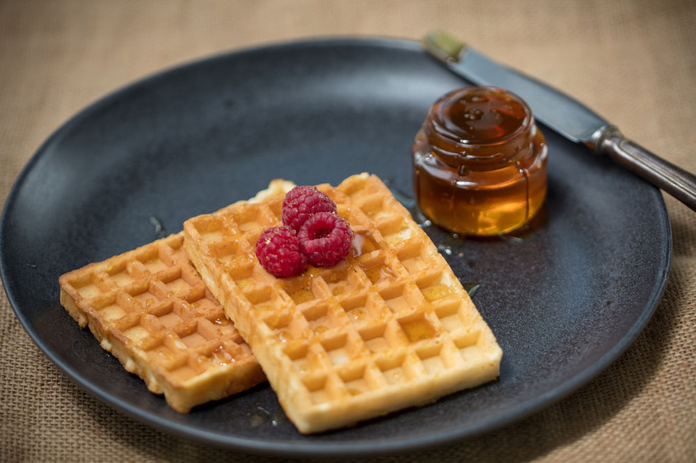 Waffles com queijo quark Santiago