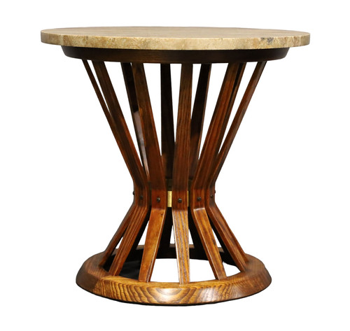 Dunbar Sheaf of Wheat Side Table in Rosewood with Travertine Top | circa20c