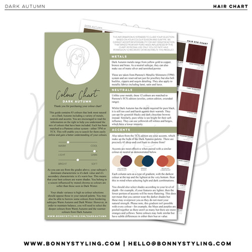 Dark Autumn - Hair Chart [Digital Download] | Bonny Styling Ltd