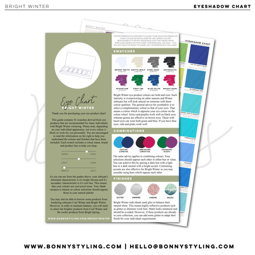 Bright Winter - Eyeshadow Chart [Digital Download] | Bonny Styling Ltd