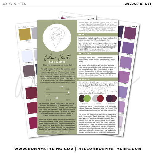 Cool Winter - Colour Chart [Digital Download] | Bonny Styling Ltd