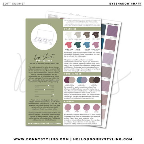 Soft Summer - Eyeshadow Chart [Digital Download] | Bonny Styling Ltd