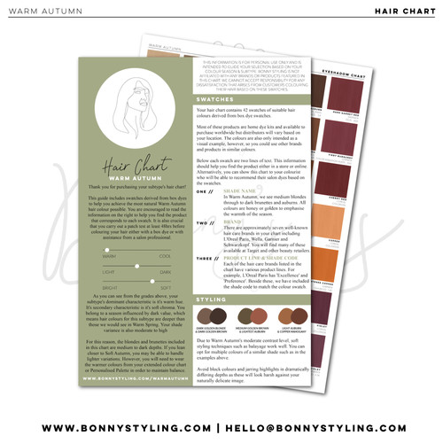 Warm Autumn - Hair Chart [Digital Download] | Bonny Styling Ltd