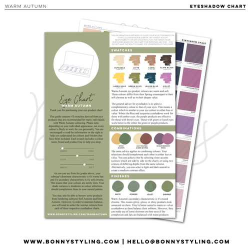 Warm Autumn - Eyeshadow Chart [Digital Download] | Bonny Styling Ltd