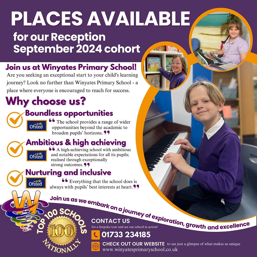 Places available for our Reception 2024 cohort