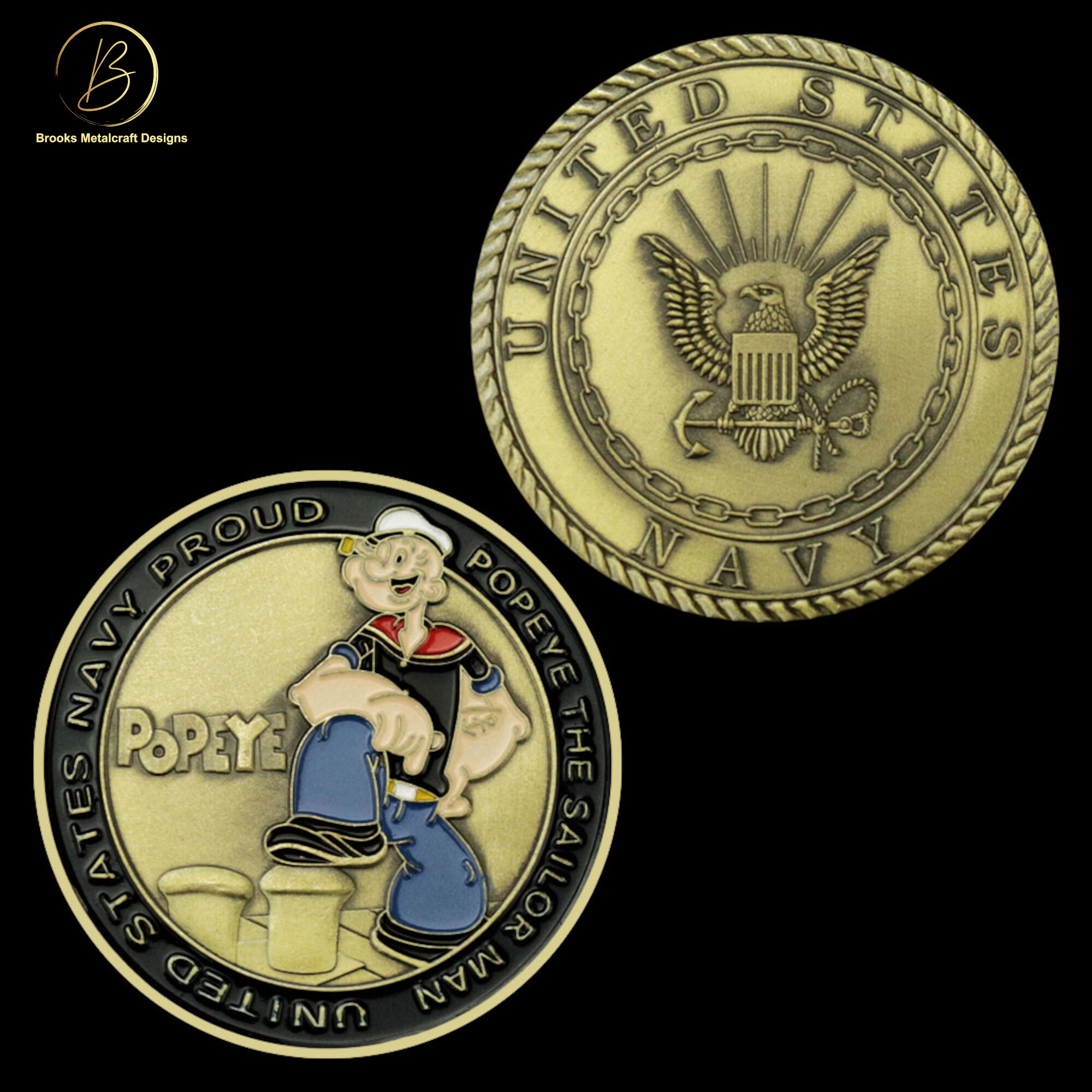 United States Navy Popeye The Sailor Man Challenge Coin Art ...
