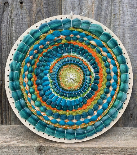Turquoise circular weaving loom kit UK | woven circle craft kit