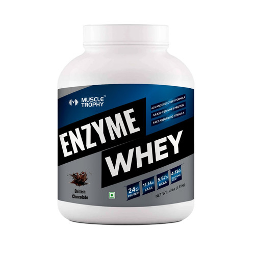 MuscleTrophy Enzyme Whey (British Chocolate, 4LBS, 54 Servings ...