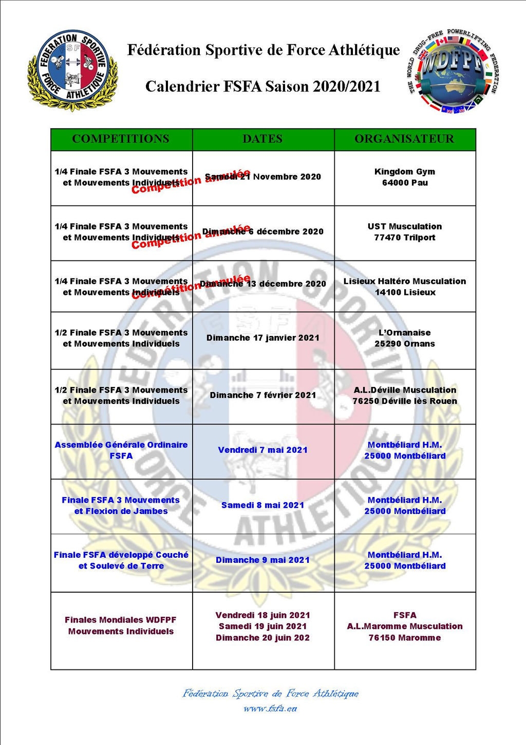 Accueil | Fédération Sportive de Force Athlétique