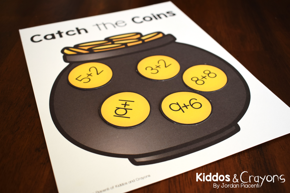 Catch the Coins Free St. Patrick's Day Addition Center Game