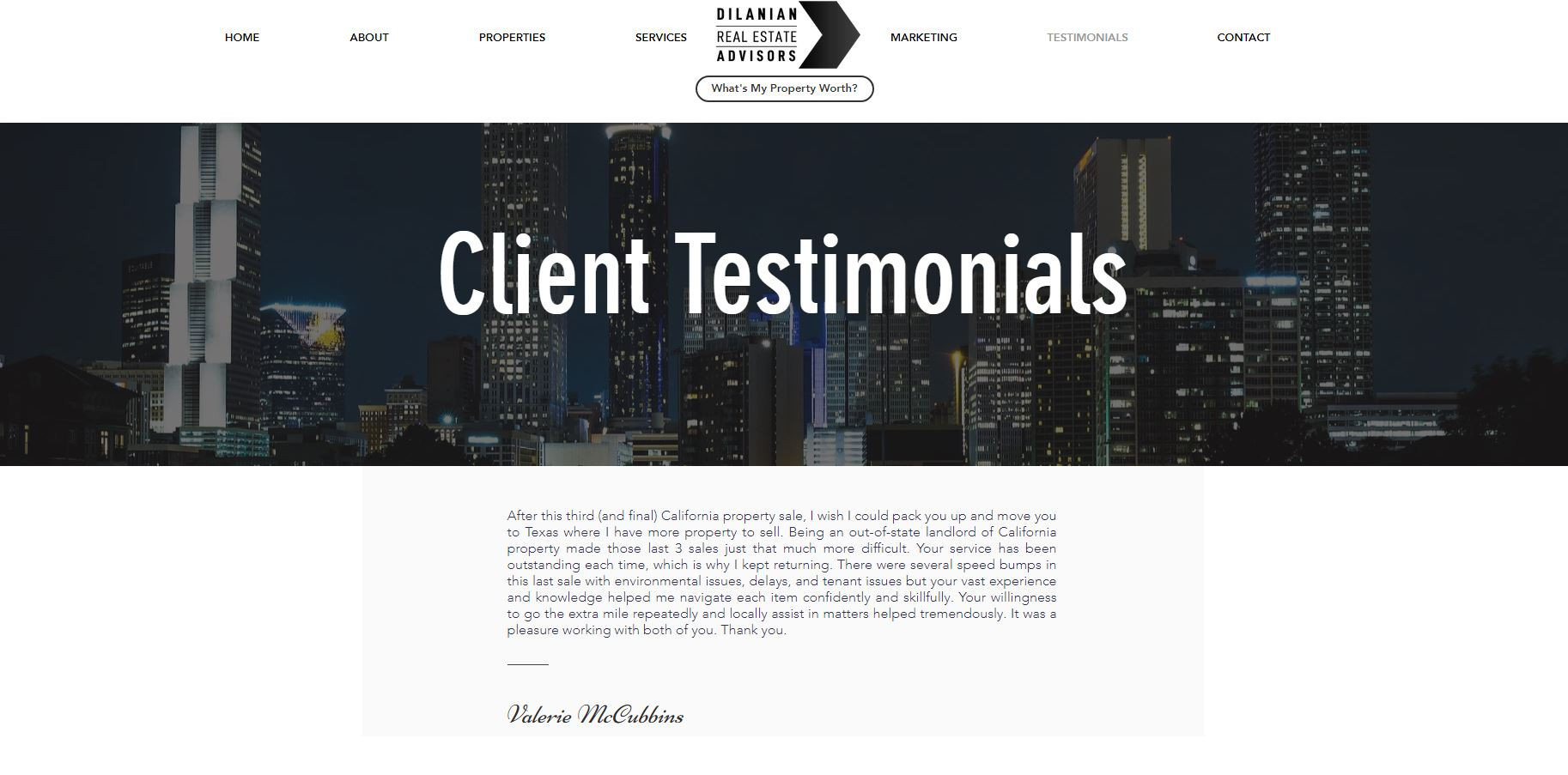 Testimonials | Dilanian Real Estate Advisors