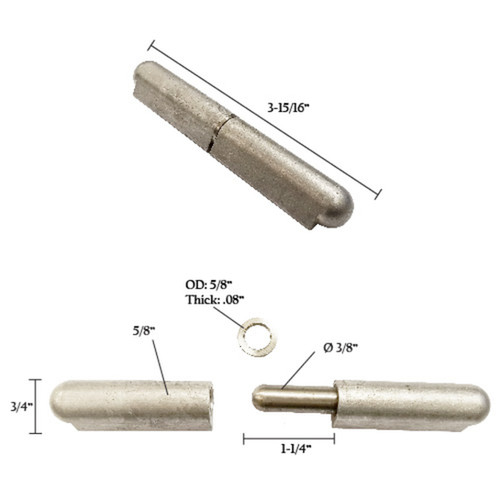 Aluminum Bullet Hinge With Stainless Steel Pin & Bushing 4" | Metal Center