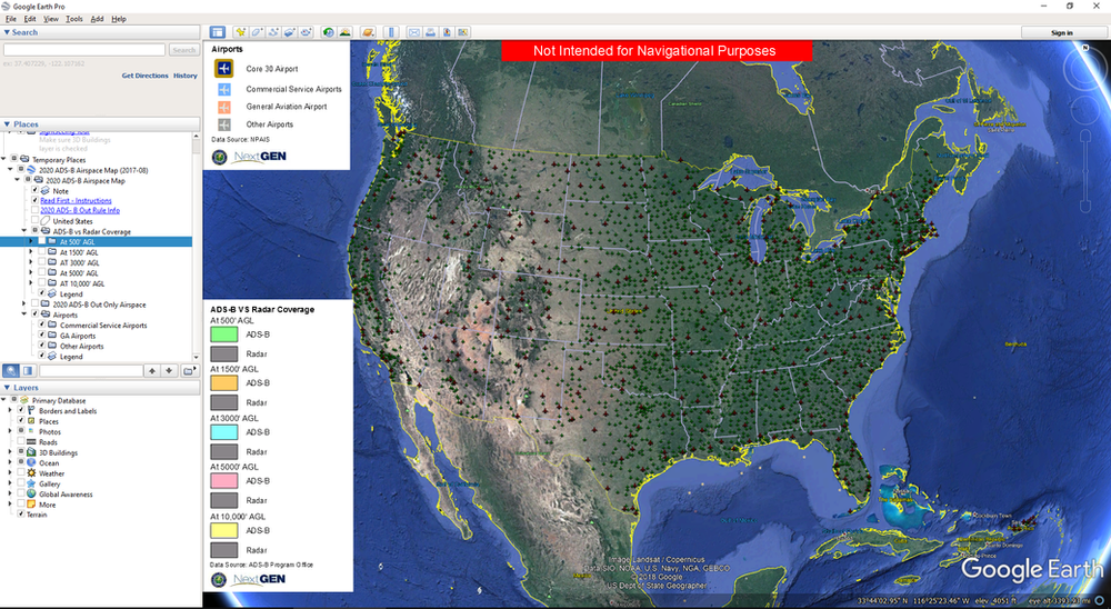 ADS-B info and the ADS-B Google Earth map