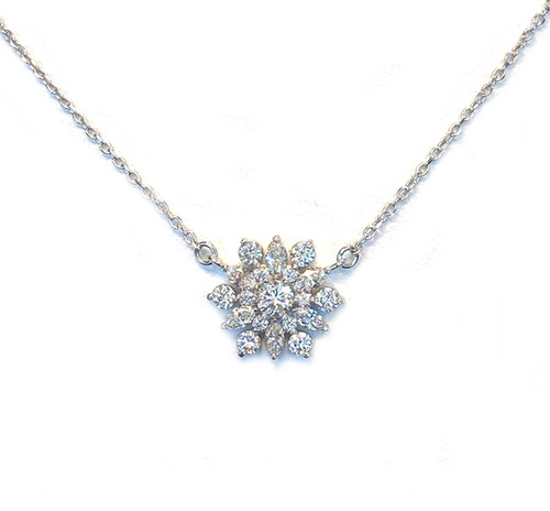 CLUSTER SNOWFLAKE DIAMOND PENDANT NECKLACE | sfdiamondexchange