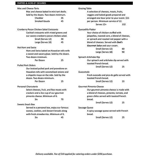 Our Catering Menu | Emmie P's