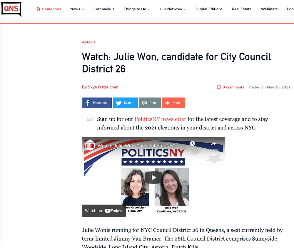 QNS: Watch: Julie Won, candidate for City Council District 26
