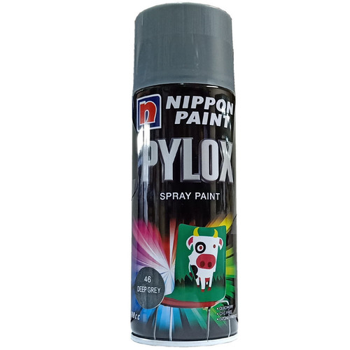 Nippon Paint Pylox Spray Paint 46 Deep Grey 400CC | Li Fong Hardware